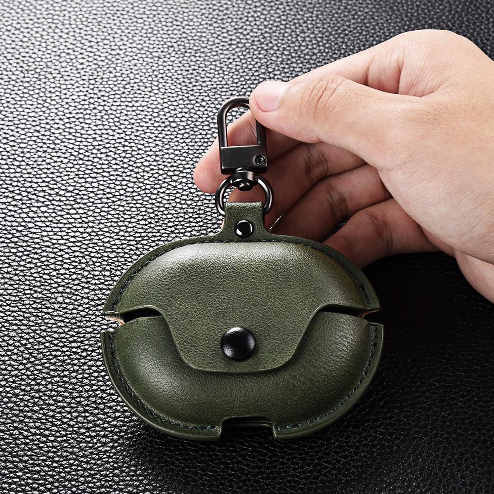 【Fashion】 【时尚】Ins Solid Color Simple Soft Shockproof Leather Earphone ...