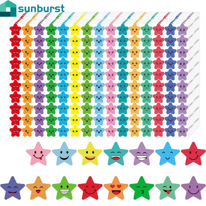 10Pcs Smile Face Star Stickers - Self Adhesive Cartoon Stickers ...