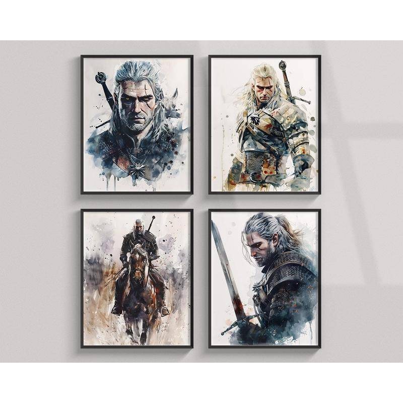 The Witcher Watercolor Posters Geralt z Rivii Video Game Poster ...