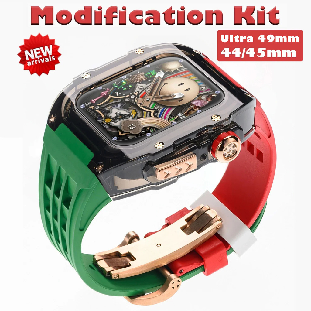 Modification Kit Luxury Transparent Case Sport Rubber Strap compatible ...