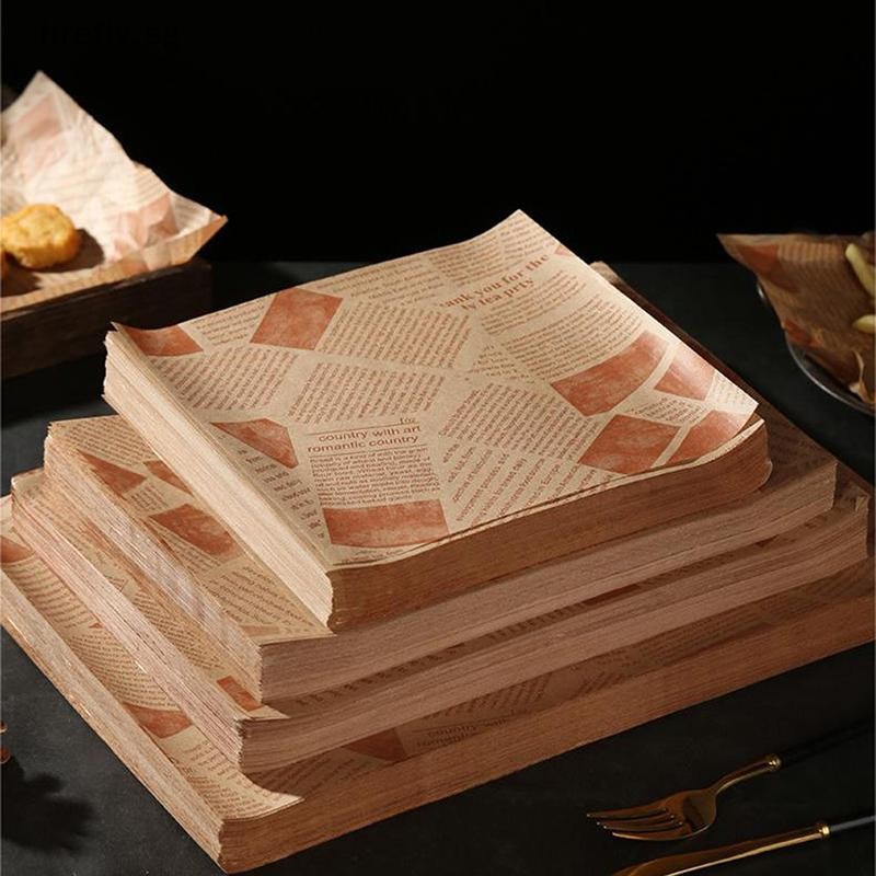 [Firefly] 50/100pcs Oil-Proof Paper For Wrapping Sandwich Packaging Burger Bread Fried Food ...