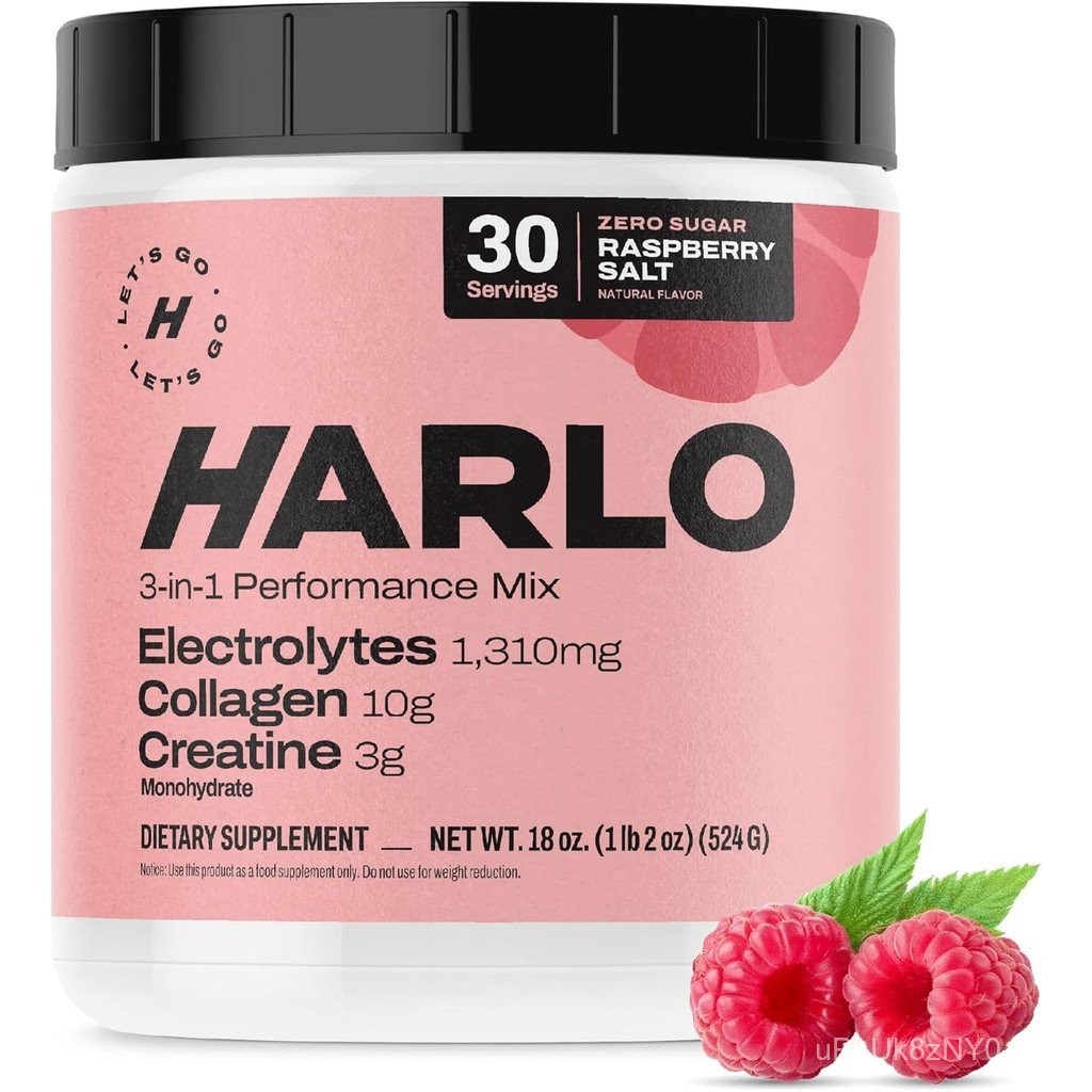 Harlo - Raspberry Salt Electrolyte Drink Mix with Bovine Collagen ...