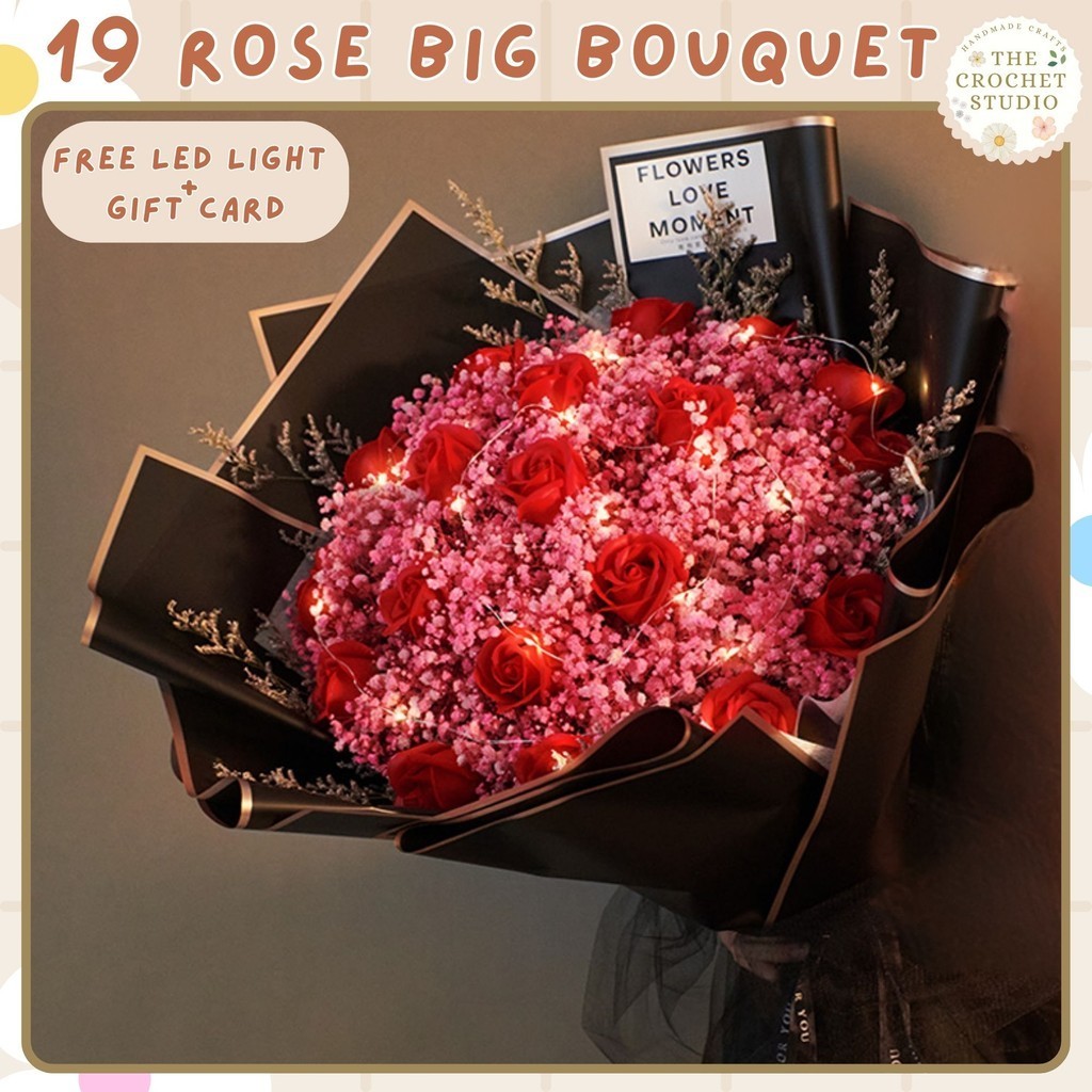 19 Rose Big Bouquet Artificial Rose Bouquet Gifts Roses for Girlfriend ...