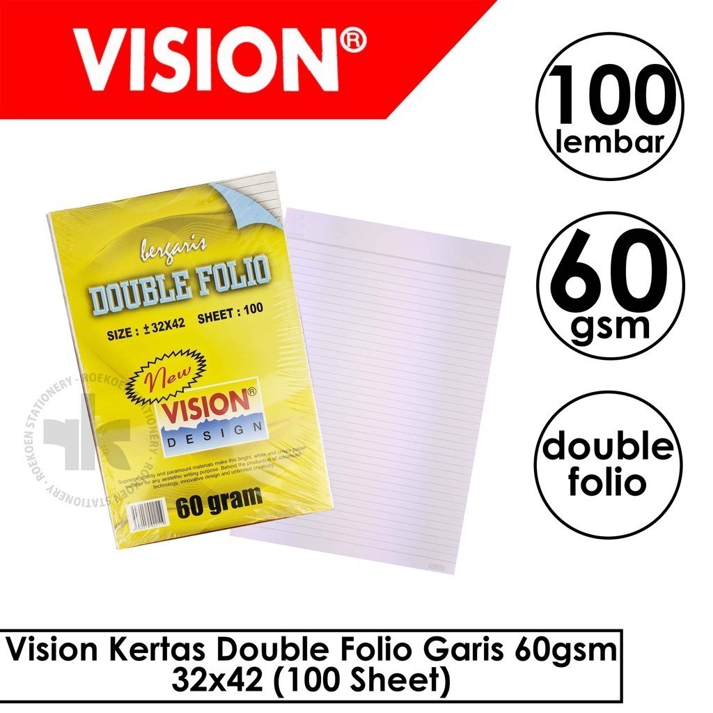 Vision Double Folio Line Paper 60gsm 32x42 | Shopee Singapore