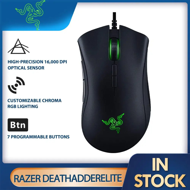 Razer DeathAdder Elite Gaming Mouse 16,000 DPI Sensor 7 Programmable ...