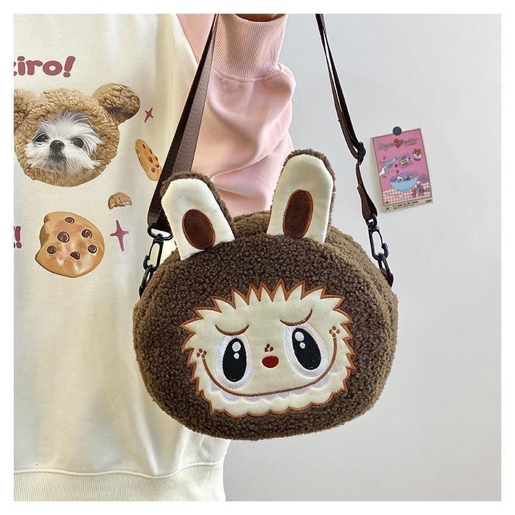 Cute Labubu Stuffed Plush Bag Fluffy Labubu Bag For Girls Kawaii Labubu ...