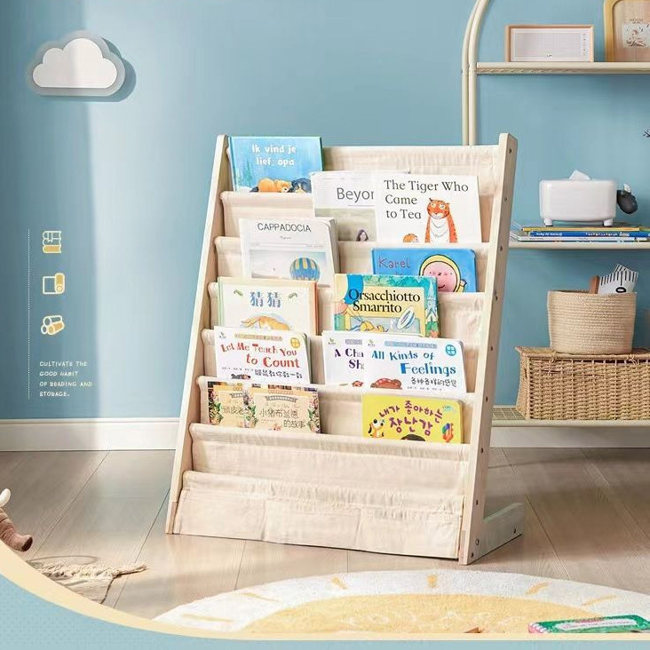 Children's Bookcase Picture Book Rack Baby Floor Simple Solid Wood ...