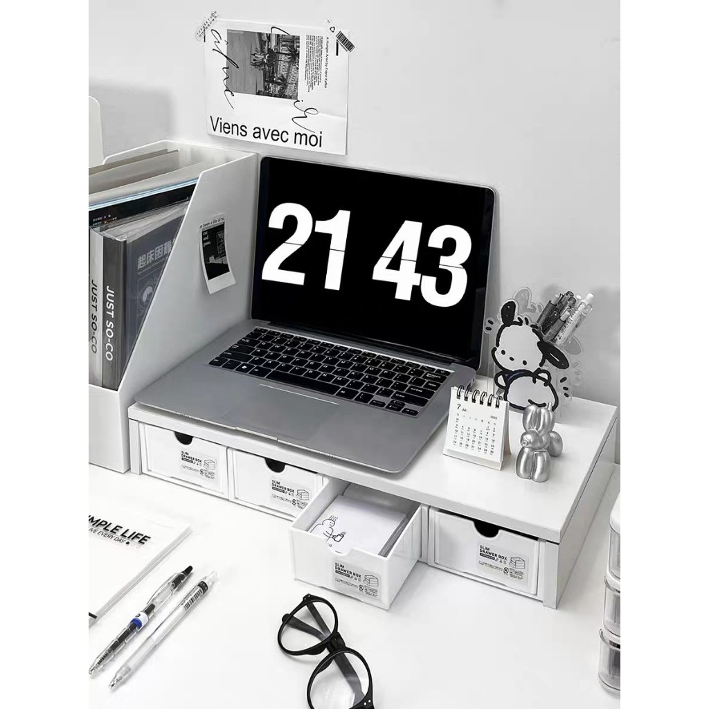 Computer Screen Rack Elevated ins Style Desk Storage Laptop White ...