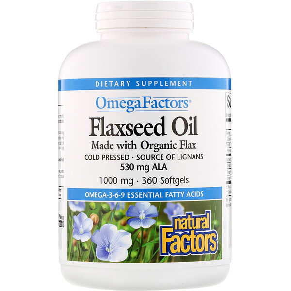 Natural Factors, Omega Factors, Flaxseed Oil, 1000 mg, 360 Softgels ...