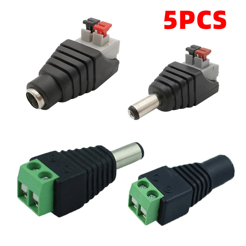 5pcs 12V DC Power Connector Plug Jack Male Female Socket Barrel 2.1mm x ...