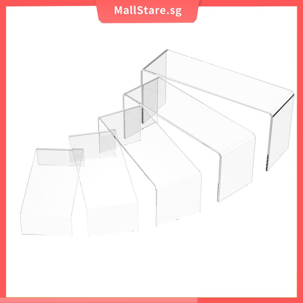 5Pcs Acrylic Display Riser Clear Acrylic Shelf Risers 5 Sizes Acrylic ...