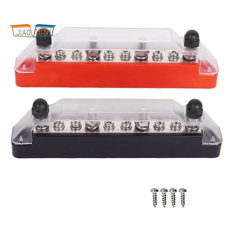 2Pcs Positive Negative Bus Bar Power Distribution Block 4 x M6 Car Terminal Block Studs 6 x ...