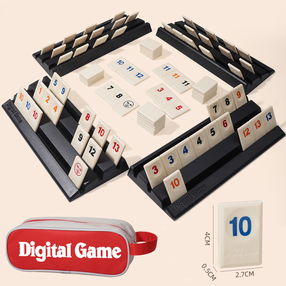4*2.7cm Tiles Size Rummy Traveling Portable Big Size 4 Racks Rummikub ...