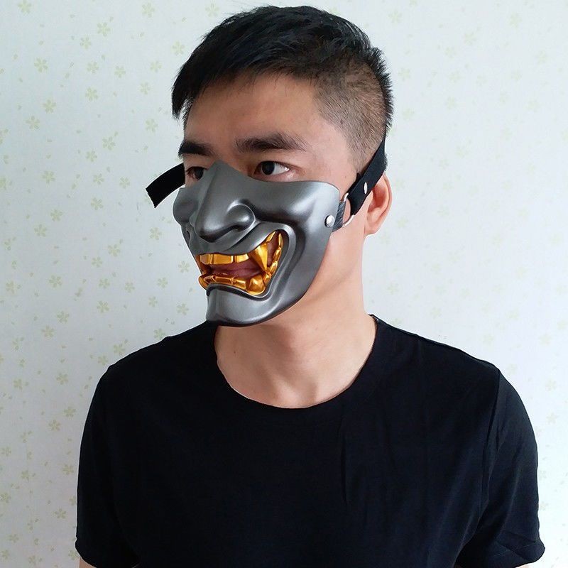 Prajna Mask Half Face Japanese Adult cos Ghost Onmyoji Demon Lanling ...