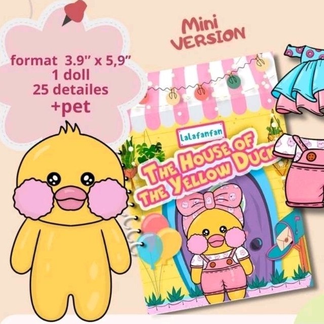 Paper Doll Yellow Duck Doll Mini Book Education Learning Toys Kids ...