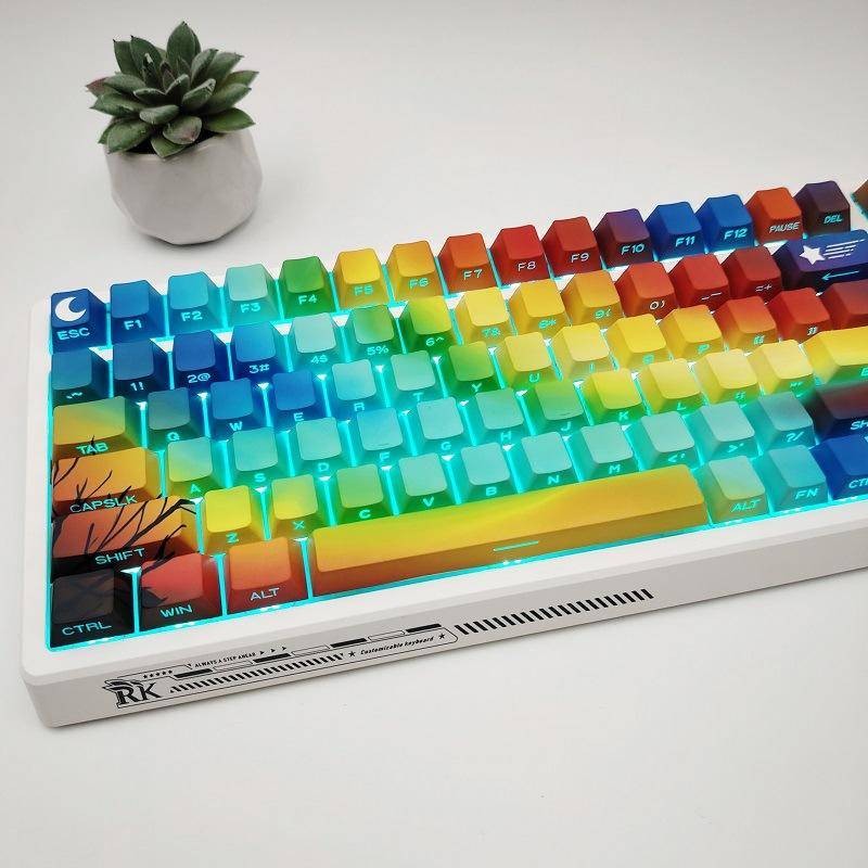 Keycaps Set Cherry Profile Keycap PBT Shine Through Side Printed Cross ...