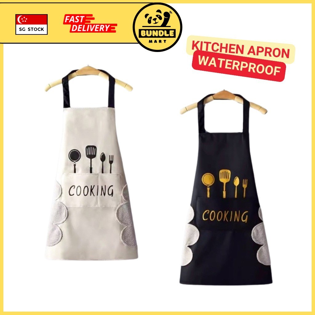 (BundleMart) Kitchen Apron PVC Thickened Waterproof Cooking Design ...