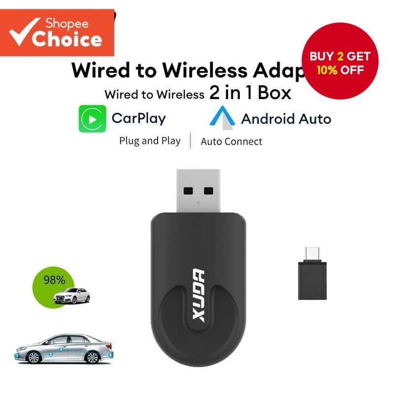 XUDA Smart Carplay AI Box 2 In 1 Wired to Wireless Mini Car Play USB ...