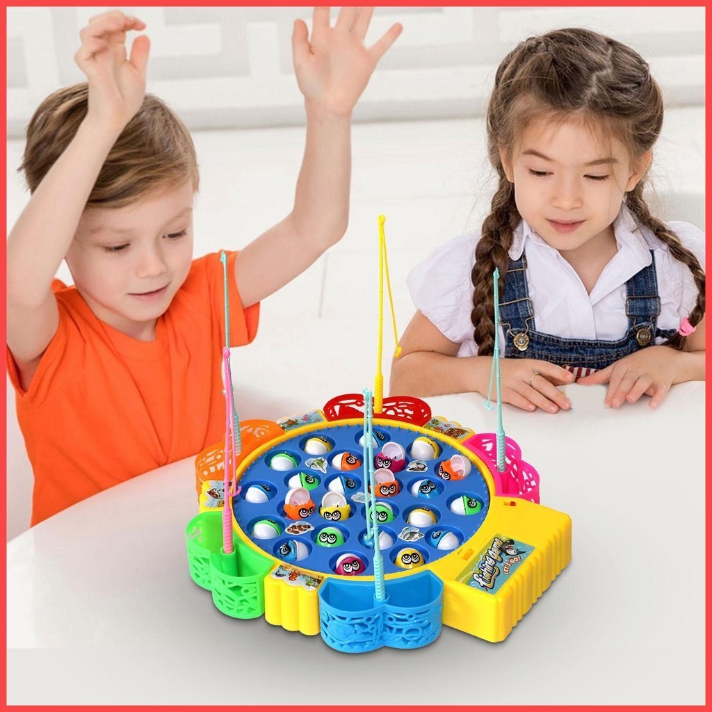 Electric Fishing Game Toy Rotating Board Games Fishing Toy Set Pole ...