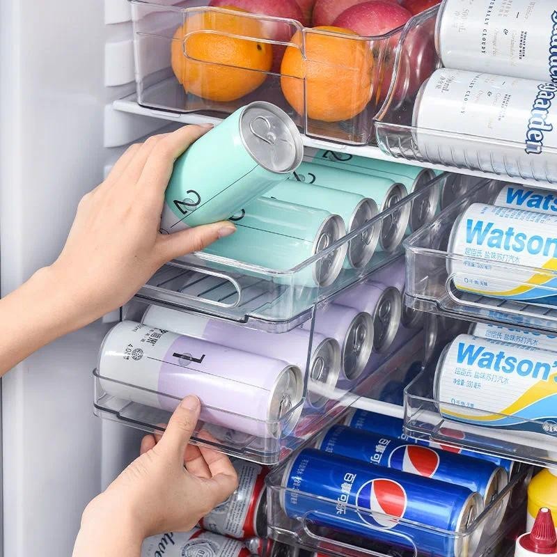 Refrigerator Storage Box Automatic Transparent Bins Soda Can Storage ...
