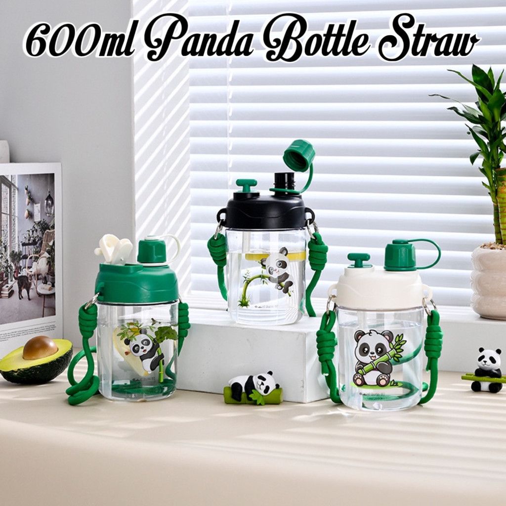 600ML Large Capacity Water Bottle With Straw Panda Bottle Outdoor Sport ...