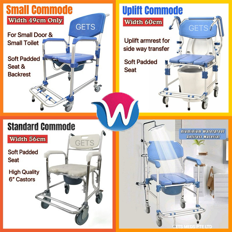 Commode Chair ♿️ Aluminium Commode Chair Shower Chair For Elderly Water ...