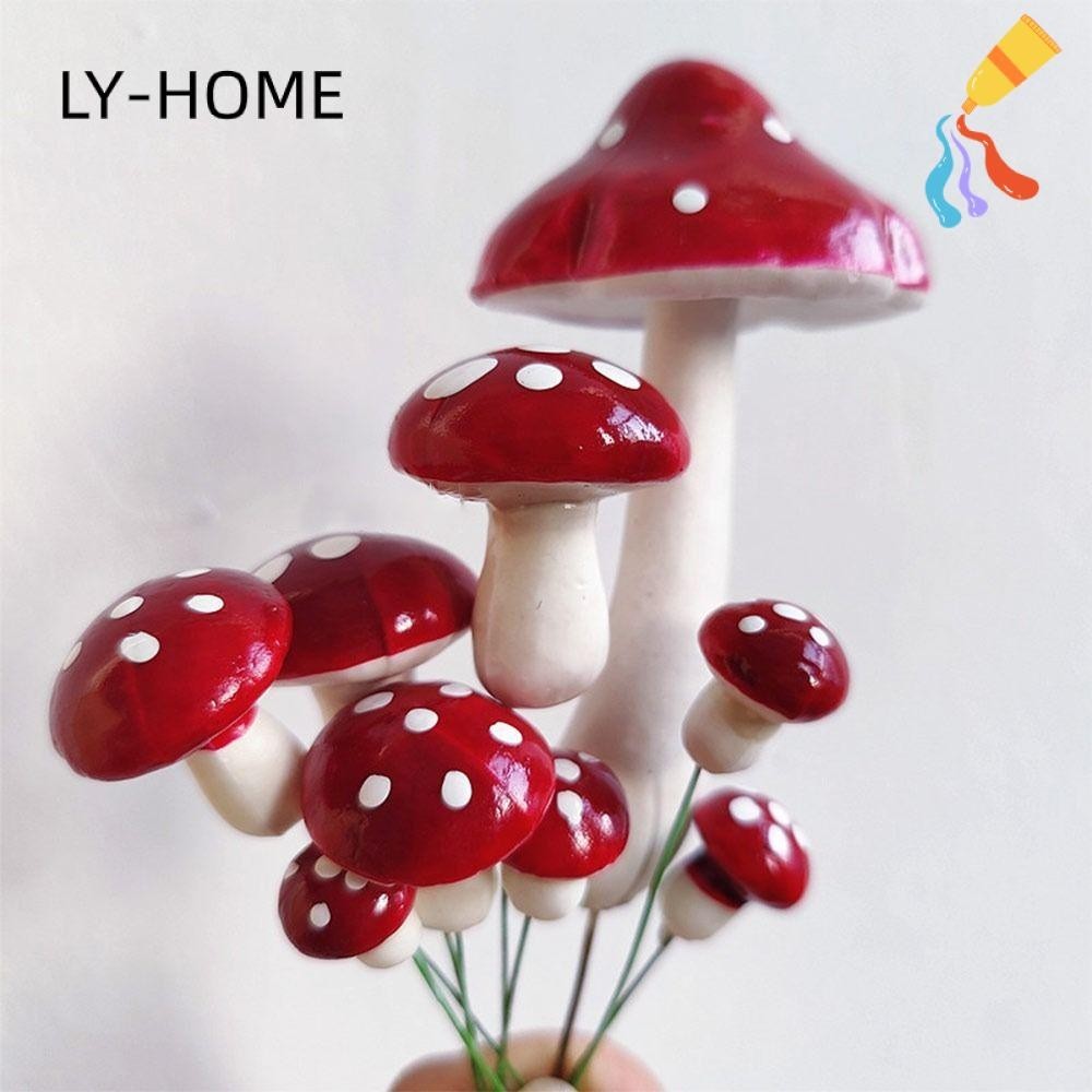 LY Simulated Mushroom Cake Topper, Red Foam Mushroom Cupcake Flag ...