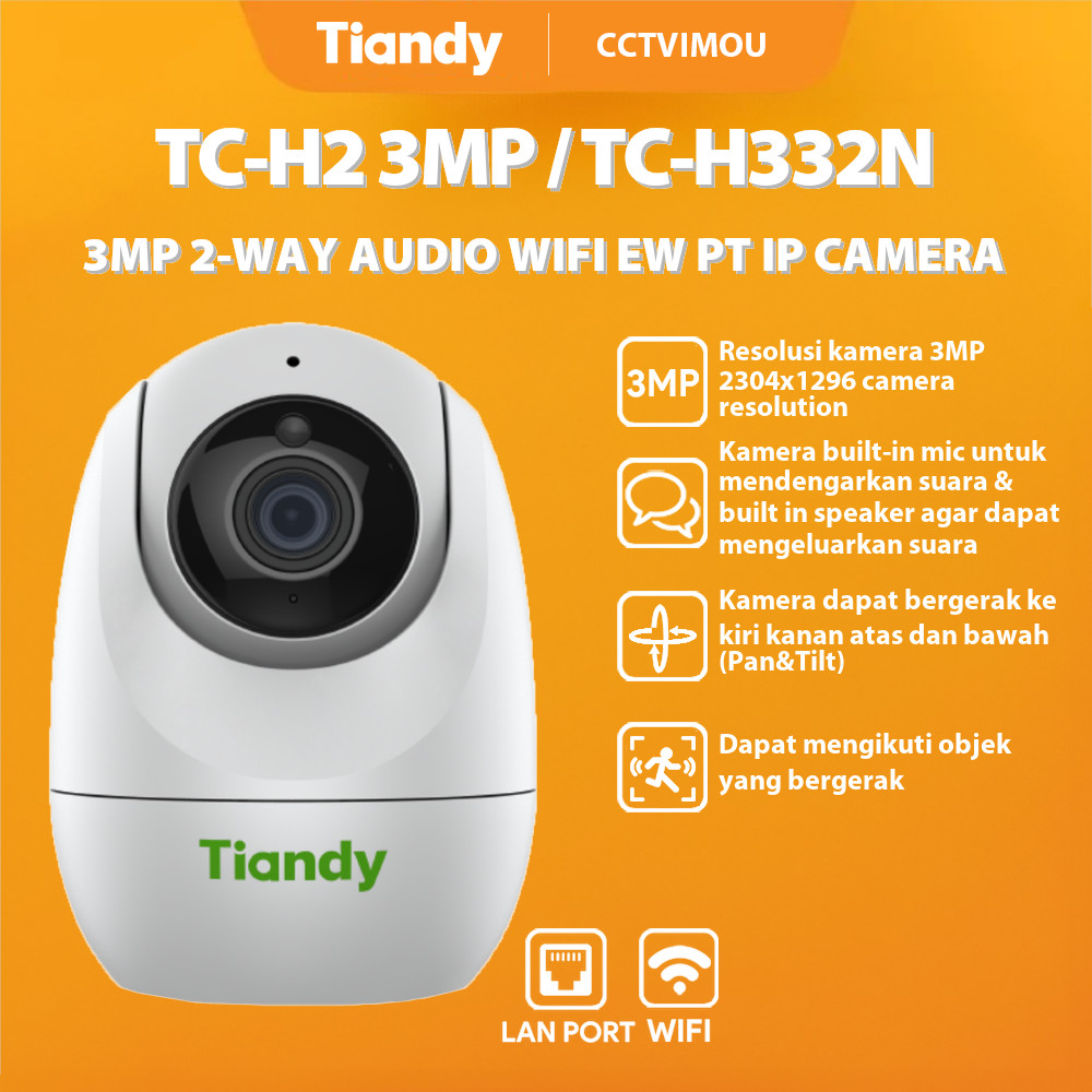 Tiandy TC-H2 3MP / TC-H332N 2-WAY AUDIO WIFI EW PAN TILT SMART IP ...