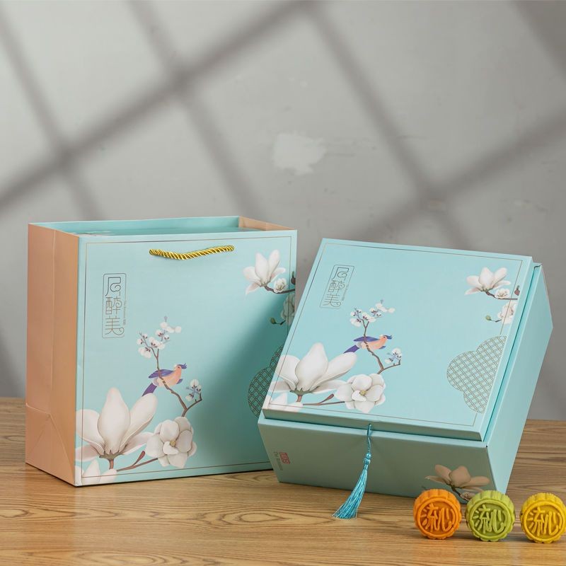 Mid-straw mooncake gift box empty box high-end 8-pack moonc Mid-Autumn ...