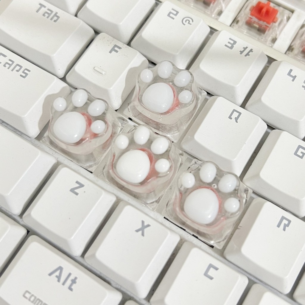 4 Transparent Transparent Light-Translucent Cat Claw Keycaps Cartoon ...