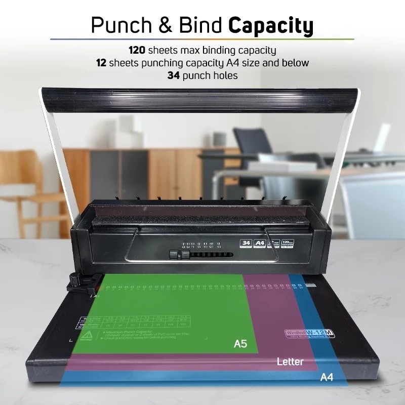 Wire Binding Machine Q-W12M A4 Size Heavy Duty Binder 3:1 Pitch Double ...