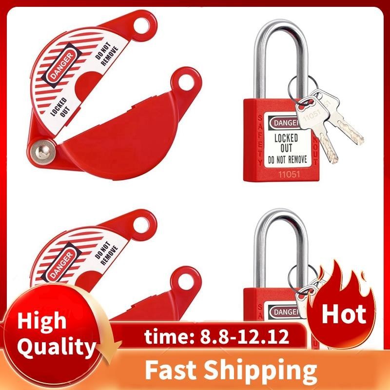 2 Sets Gate Valve Lockout and Safety Padlocks, Valve Lockout Device for ...