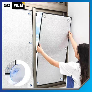 Double Side Aluminum Foil Windows Sunshade Curtain Heat Insulation Home ...