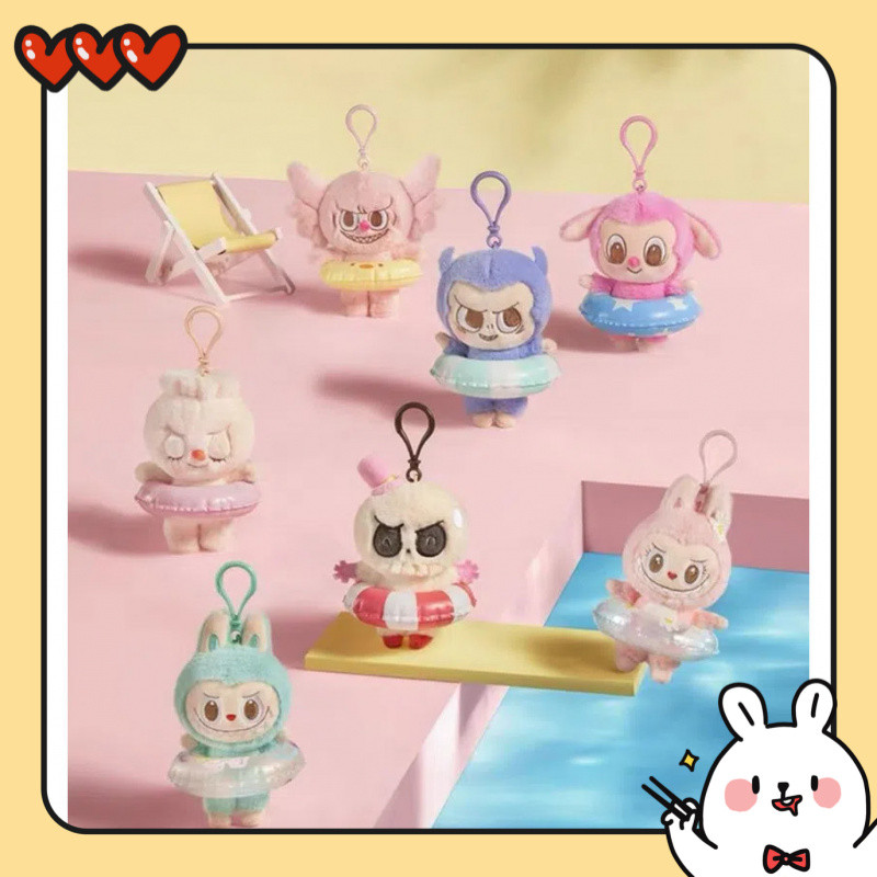 POP MART LABUBU THE MONSTERS Party Series Swimming Circle Plush Pendant ...
