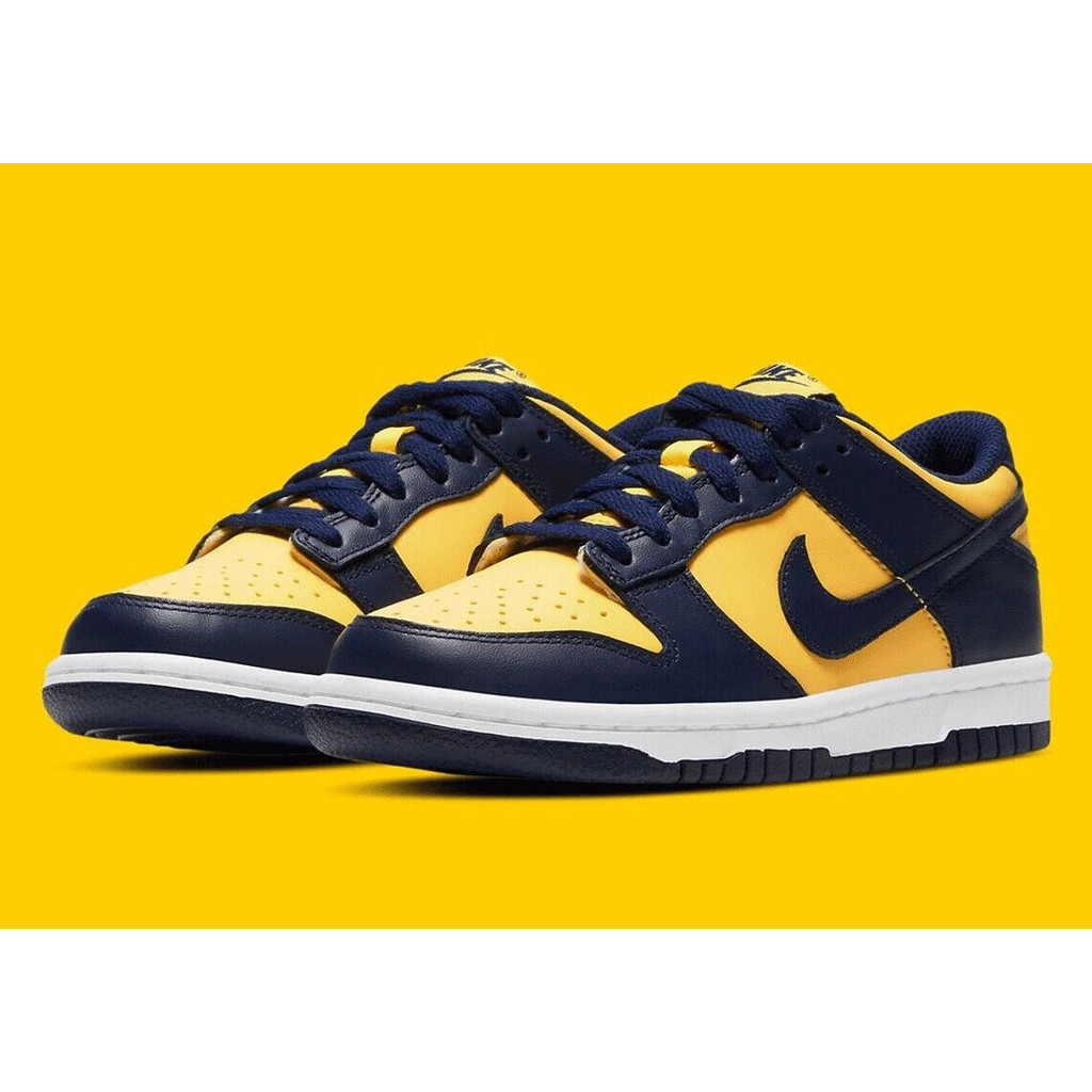 Nike Dunk Low 'Michigan' Varsity Maize Midnight Navy CW1590-700 GS Sizes New | Shopee Singapore