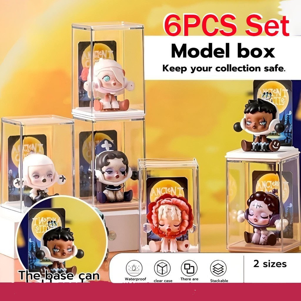 6PCS Set POP MART Acrylic Display Case Cute Mini Storage Box Doll ...