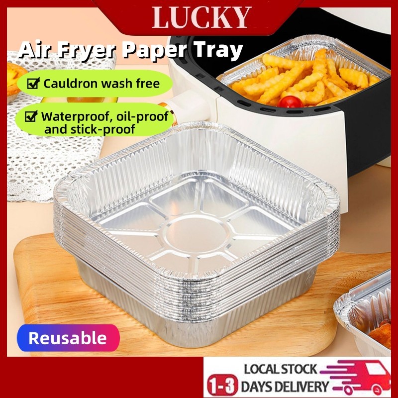 【SG Seller 🚚】50Pcs/Set Air Fryer Aluminium Tin Foil Square Tray Square ...