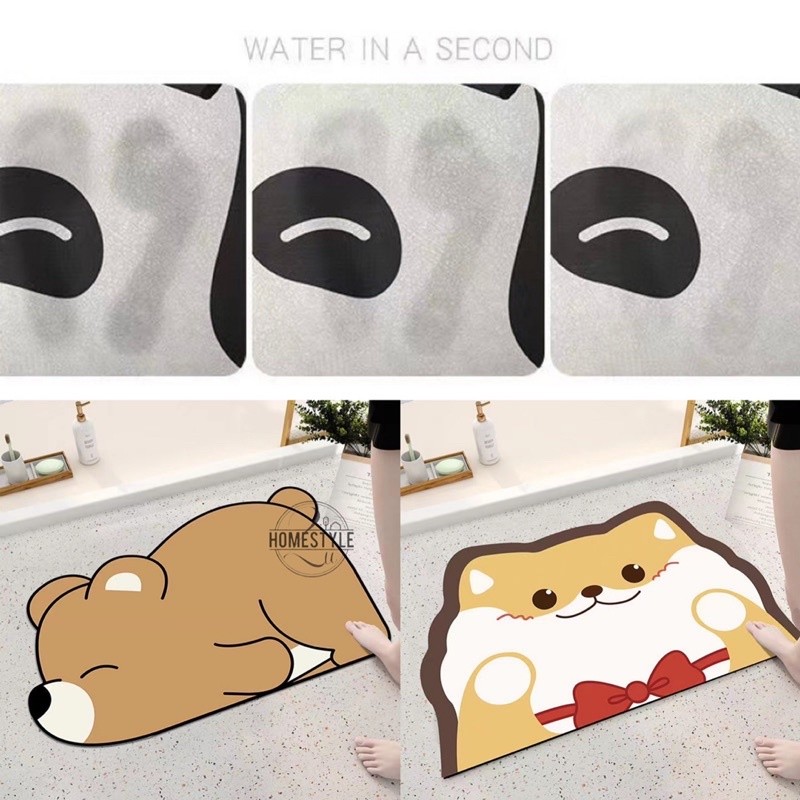 Cute Cartoon Floor Mat Diatom Mud Soft Floor Mat Anti-Slip Fast Dry ...