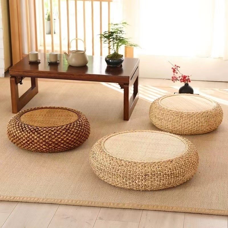 Rattan Futon Straw Home Floor Cushion Thick round Coffee Table Tatami ...