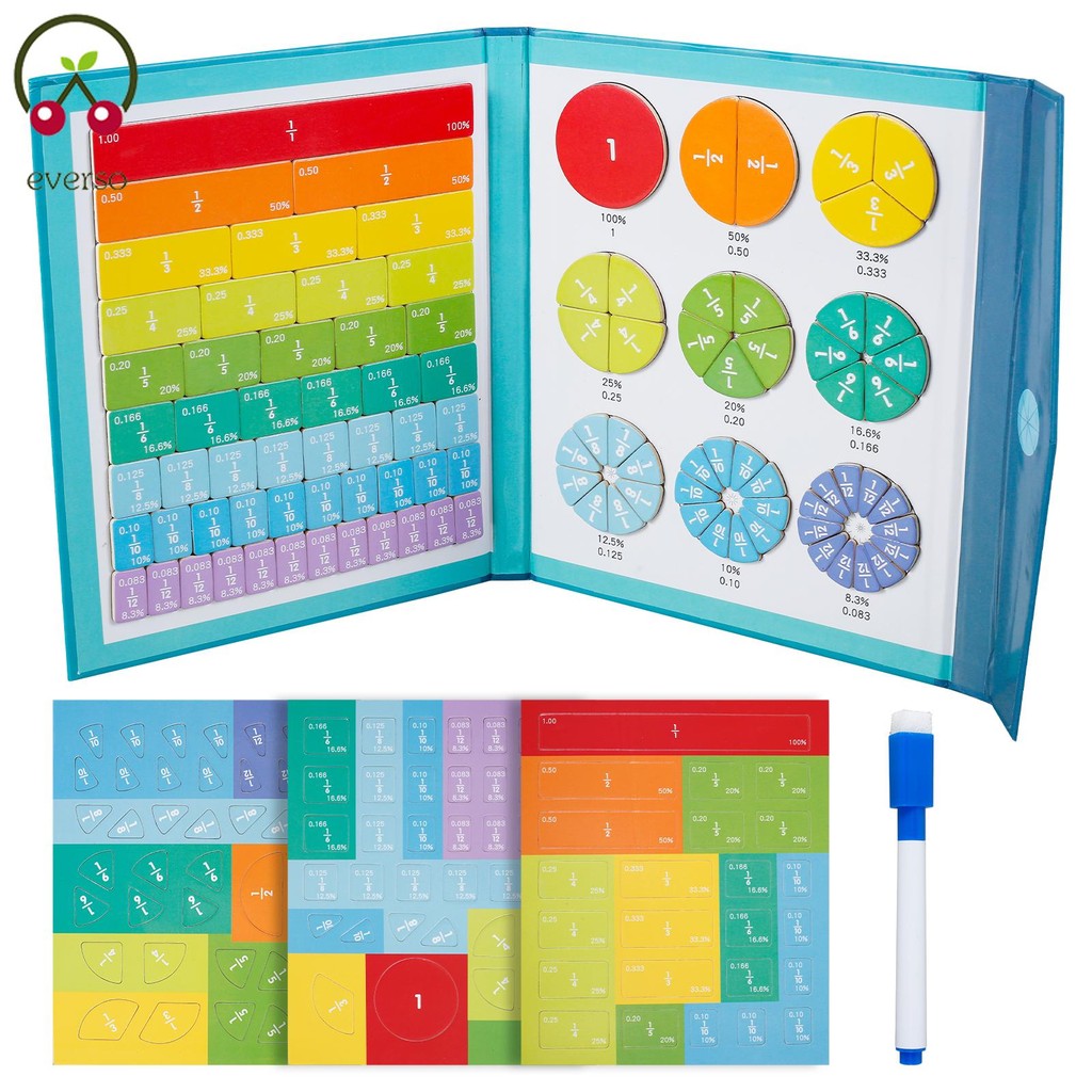 Fraction Tiles and Fraction Circles Set with Pen Board Math Fraction ...