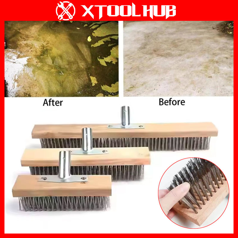 20/30/50cm Stainless Steel Wire Brush Yard Pavement Pool Floor Brush ...