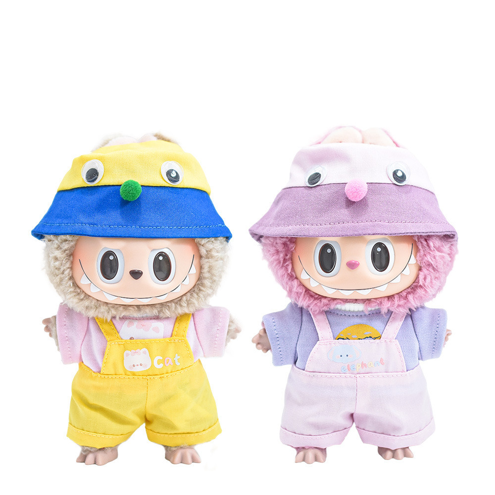 17cm labubu doll Pendant Labubu doll clothes Macaron Sitting Party ...