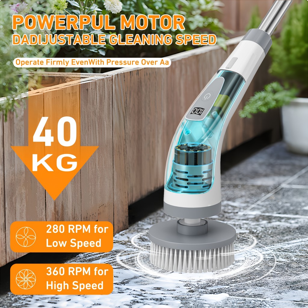 Electric Rotary Floor Washer, Two-Speed Cordless Electric Floor Washer ...