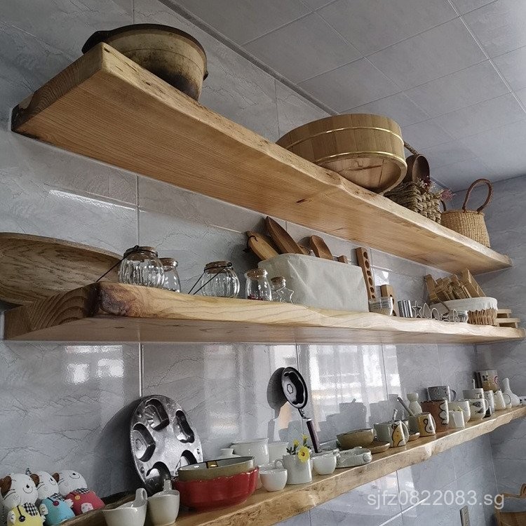 Kitchen Irregular Wall Solid Wood Partition Board Natural Wood Shelf ...