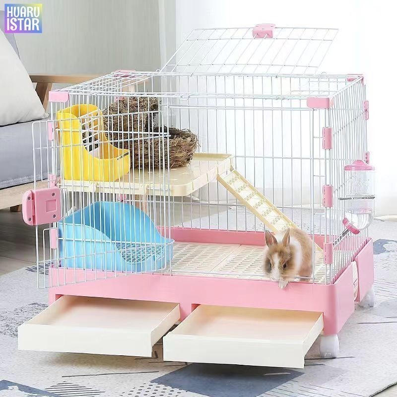HUA Rabbit Cage Cat Cage Drawer House Rabbit Type Large Space Extra ...