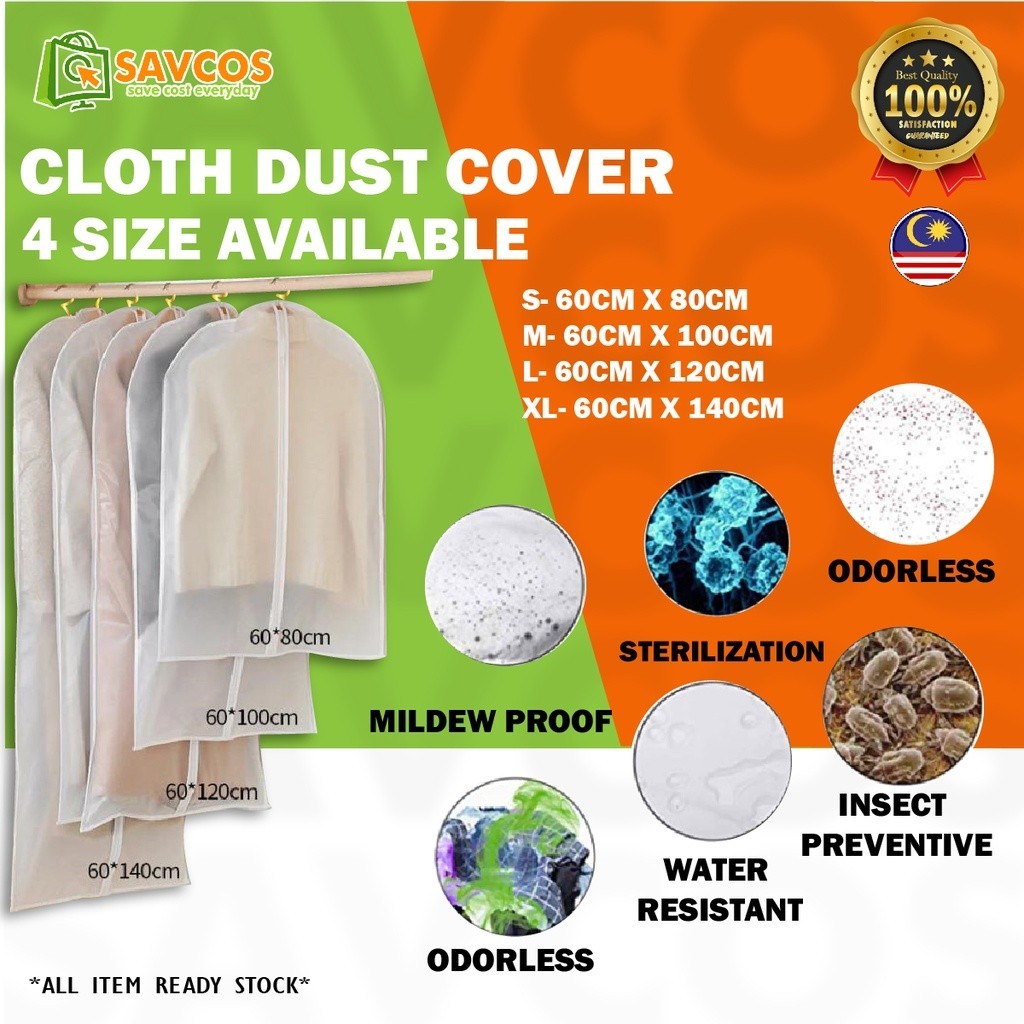 4 size Transparent Dust Bag Hanging Clothes Dust Cover Cloth Pocket ...