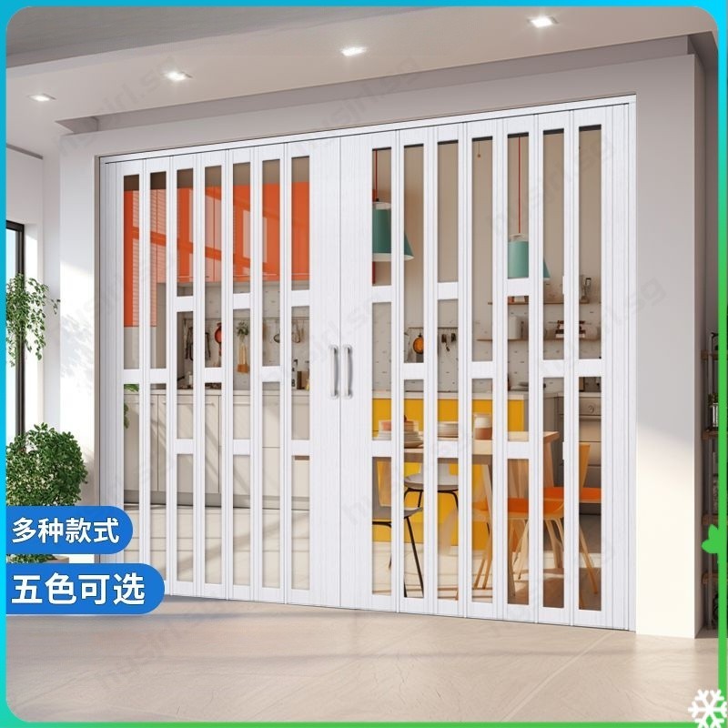 pvc folding door kitchen open no down rail partition sliding invisible ...