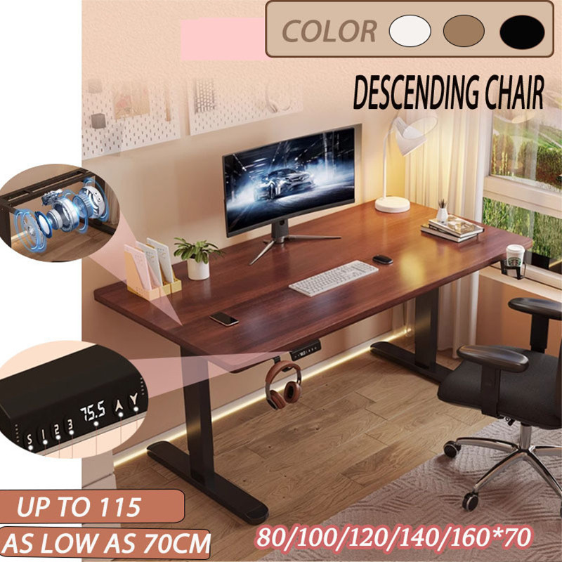 Electric Height Adjustable Table 80cm Standing Desk Office Computer ...