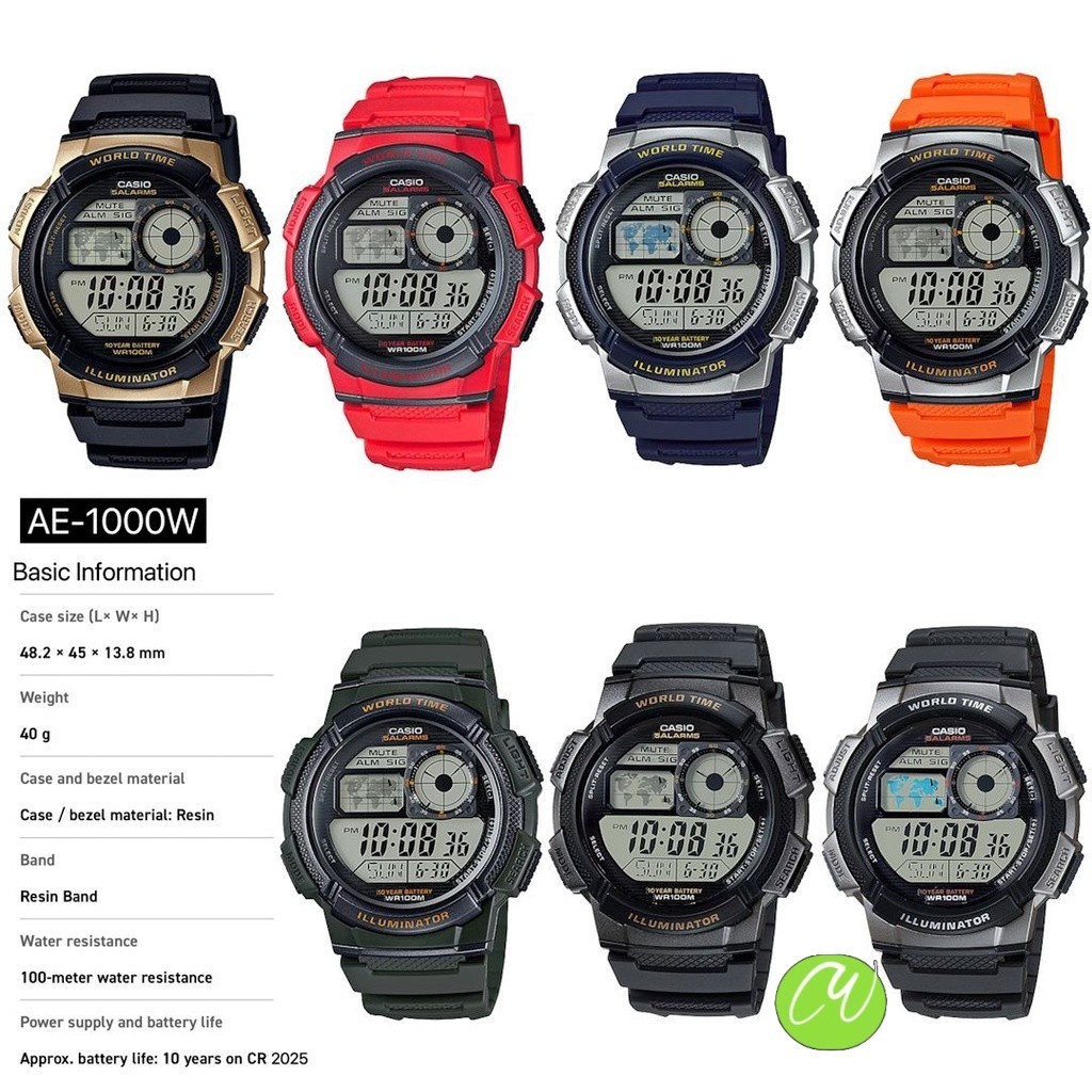 [CASIO SPORT AE-1000W] CASIO STANDARD DIGITAL MEN WATCH AE-1000W SERIES [10-years battery life ...