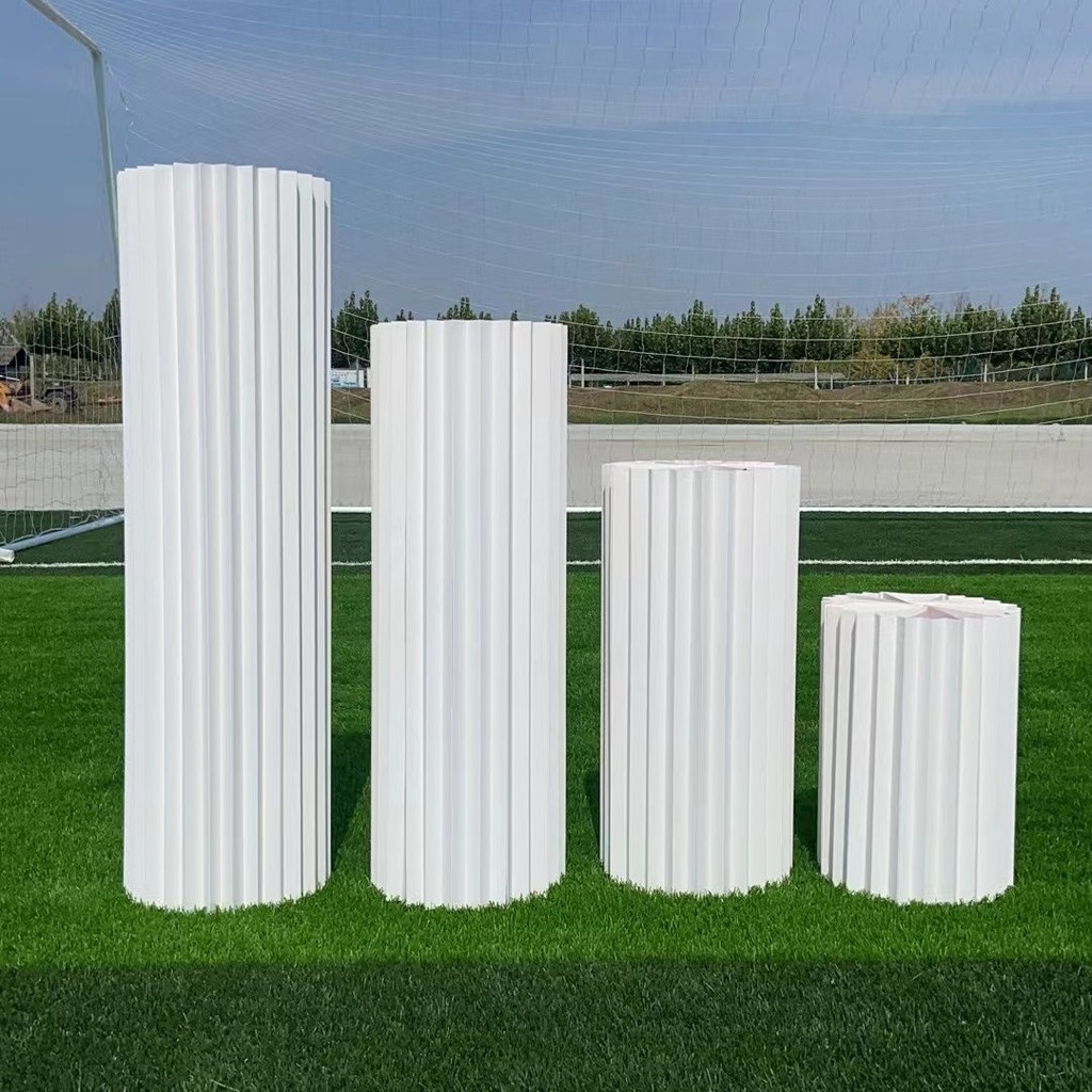 Cylinder Pedestal Stand Cylindrical Display Stand Foldable Round White ...